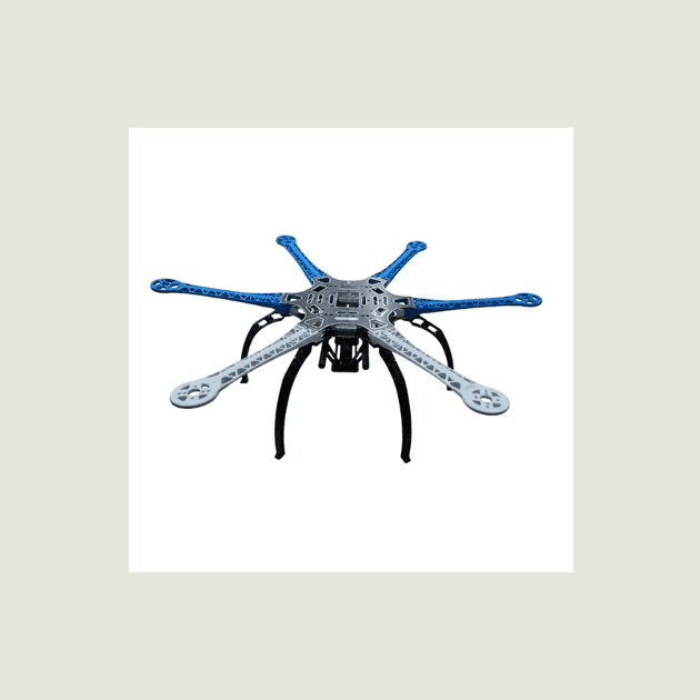 S550 Hexacopter Frame with Blue & White Arms – PCB Version Landing Gear